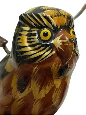 Accents | Vintage 200s Lacquered Wood Owl Figurine Standing Resin Tree ...